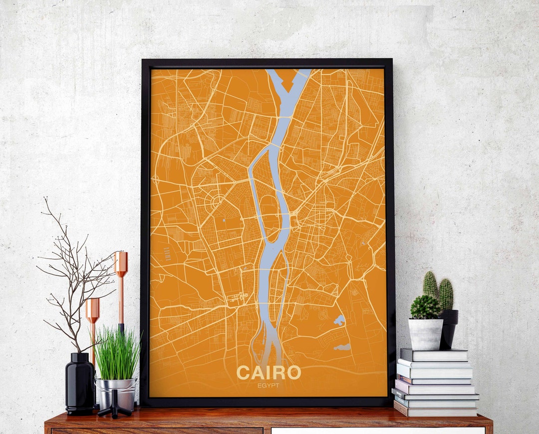 CAIRO Egypt Map Poster Color Hometown City Print Modern Home Decor ...