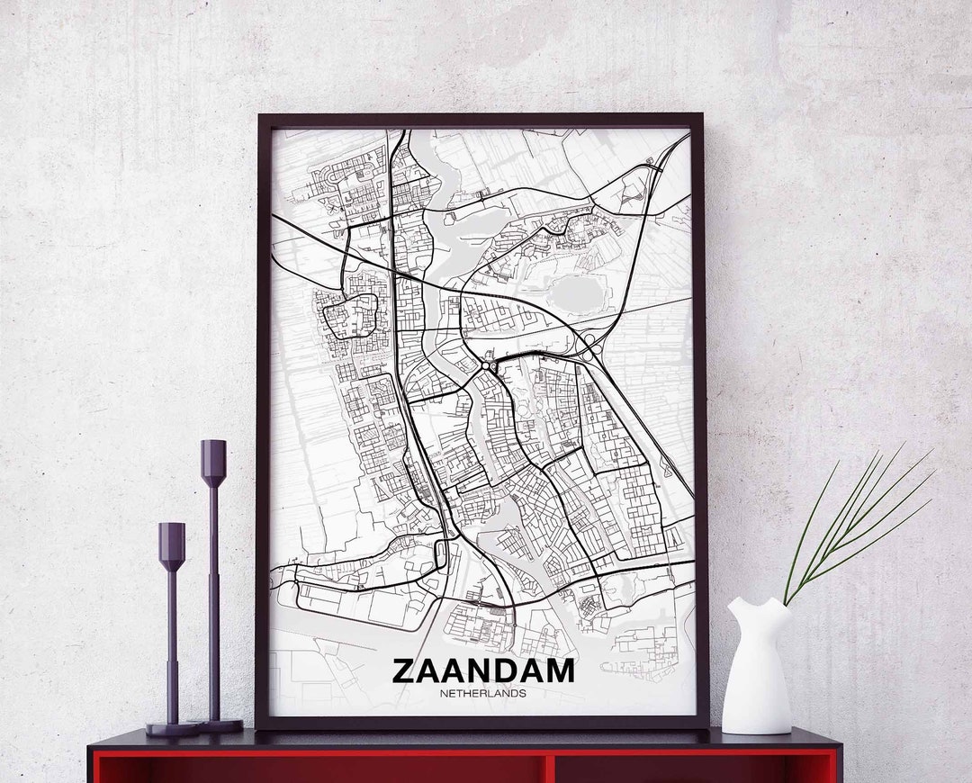 ZAANDAM Netherlands Map Poster Hometown City Print Modern Home Decor ...