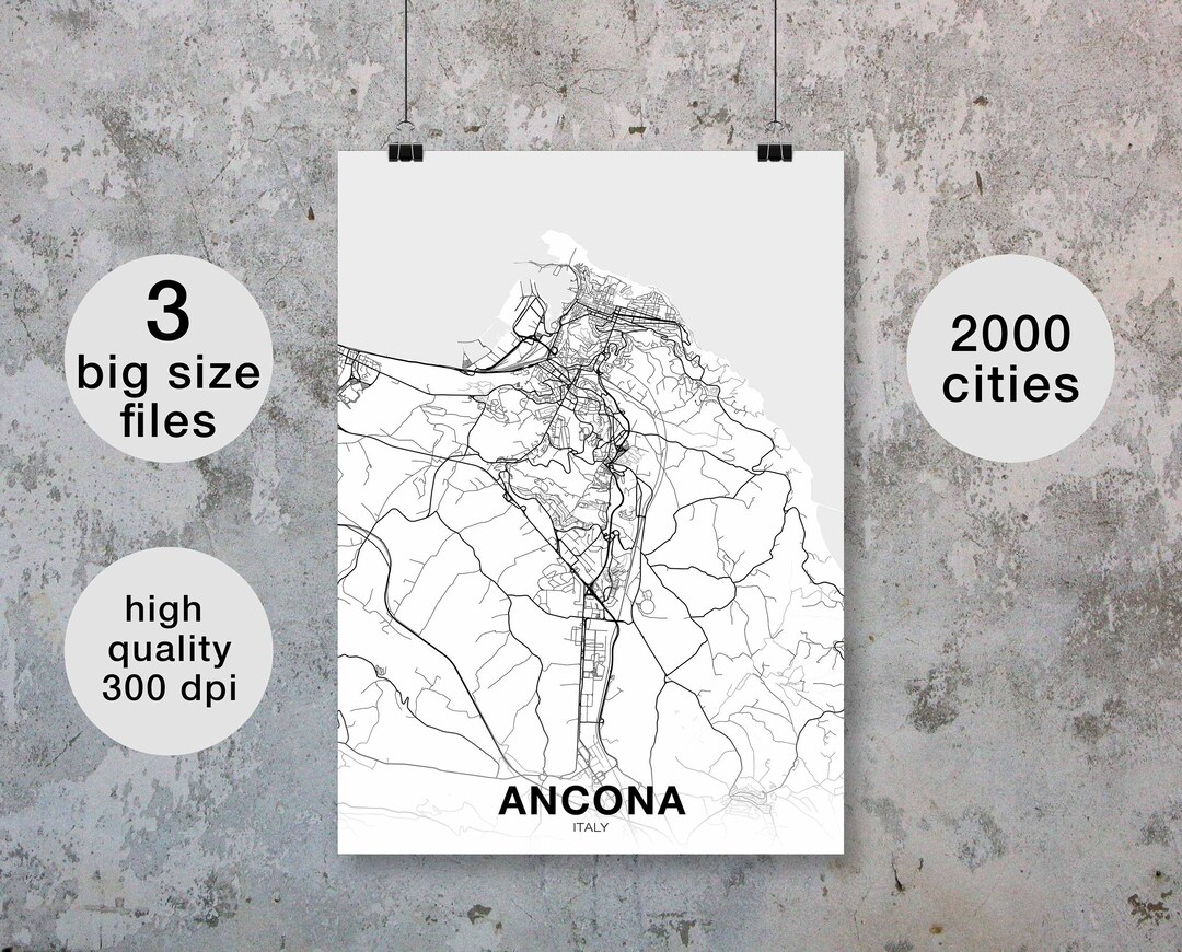 ANCONA Italy Map Poster Hometown City Print Modern Home Decor Office ...