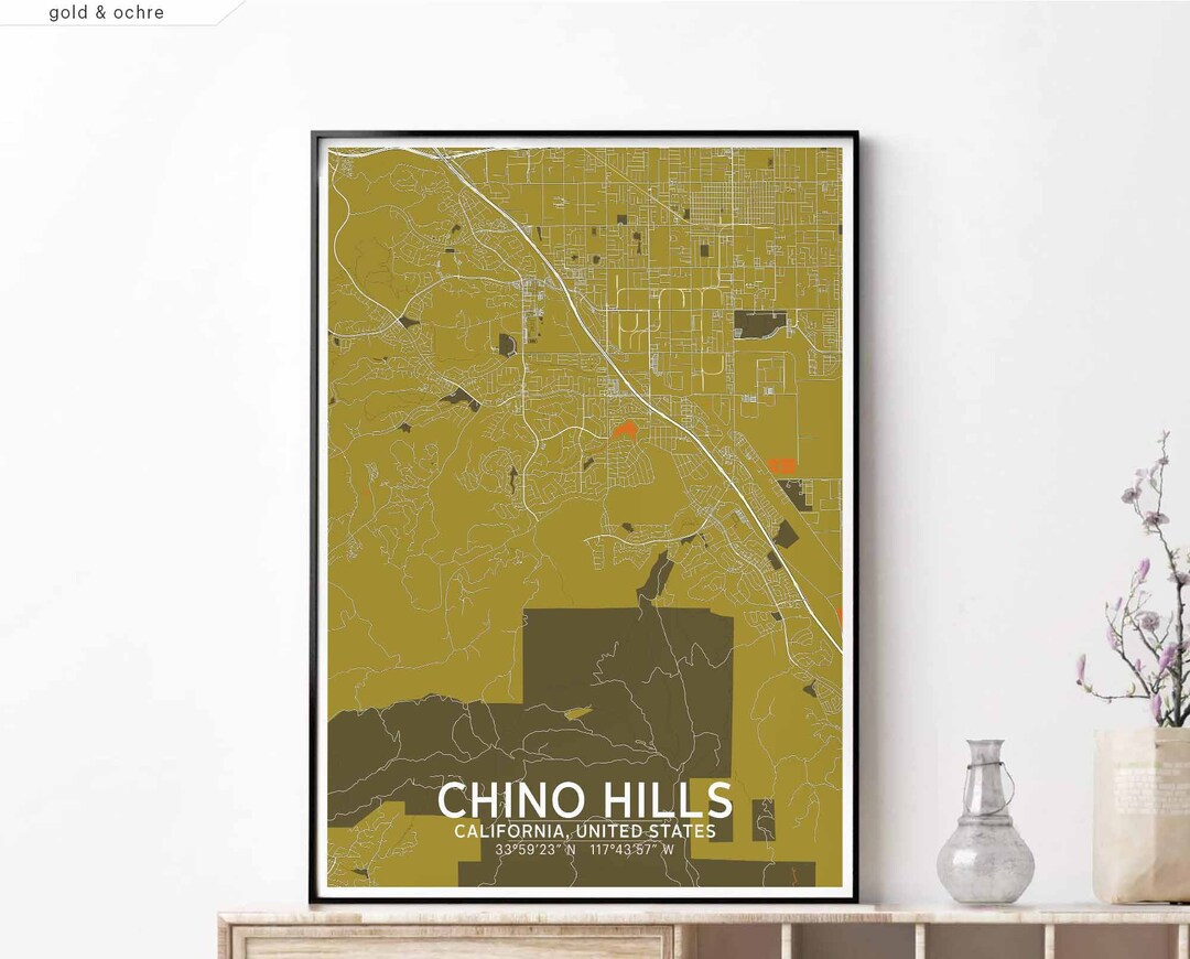 CHINO HILLS California USA Map Poster Black White Hometown City Print ...