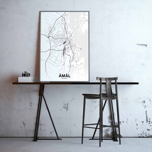 AMAL Sweden Map Poster Black White Hometown City Print Modern Home ...