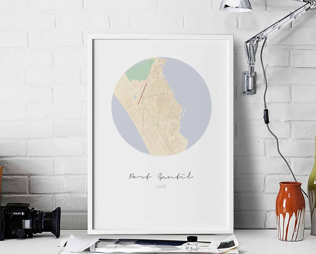 PORT-GENTIL Gabon Map Poster Wall Decor Design Modern Minimal Nordic ...
