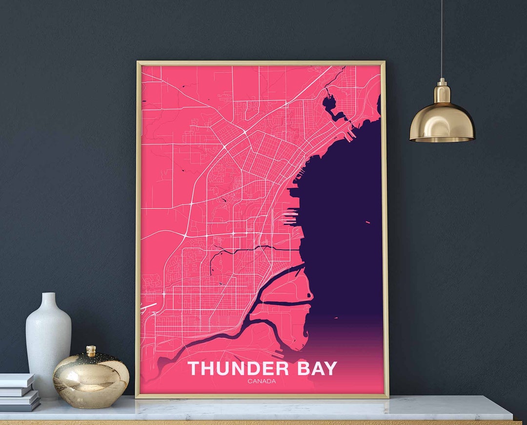 THUNDER BAY Canada Map Poster Color Hometown City Print Modern Home ...
