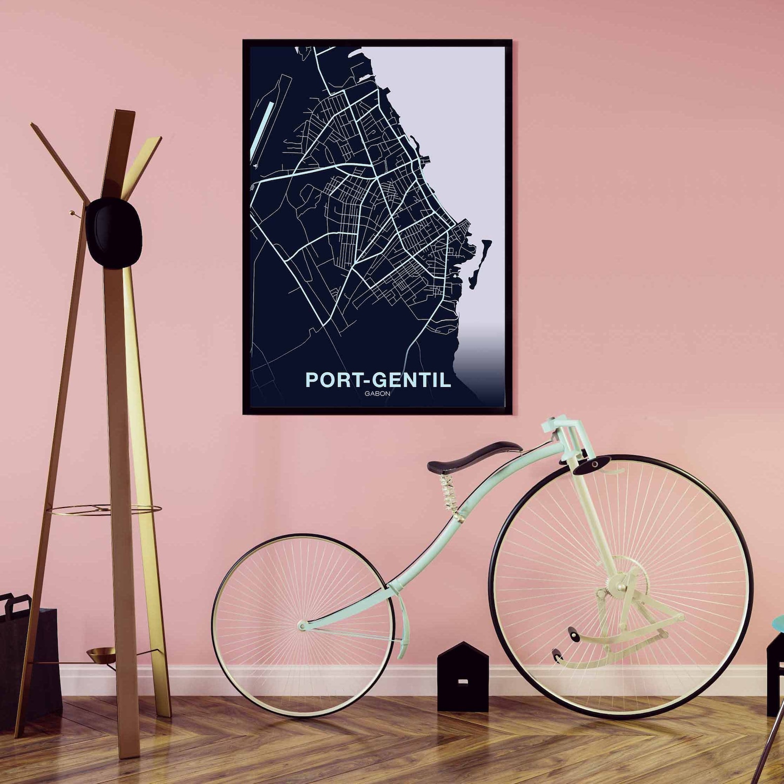 PORT-GENTIL Gabon Map Poster Color Hometown City Print Modern - Etsy