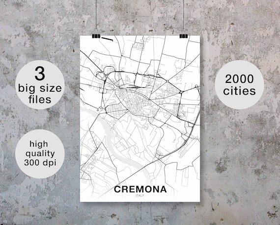 CREMONA Italy map poster Hometown City Print Modern Home Decor | Etsy