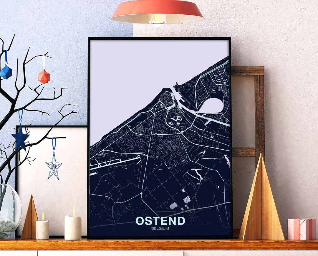OSTEND Belgium Map Poster Color Hometown City Print Modern Home Decor ...