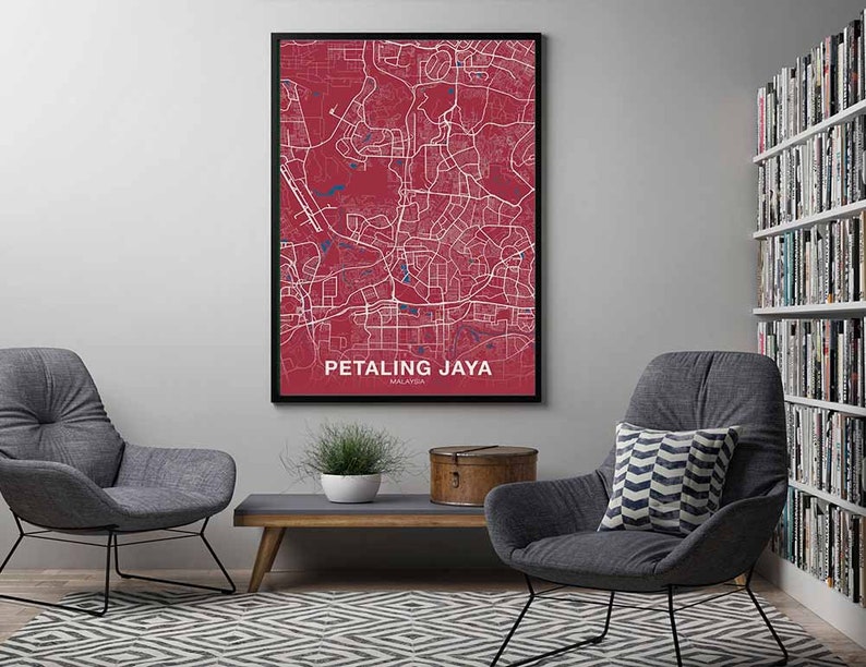 PETALING JAYA Malaysia Poster Color Hometown City Print Modern | Etsy