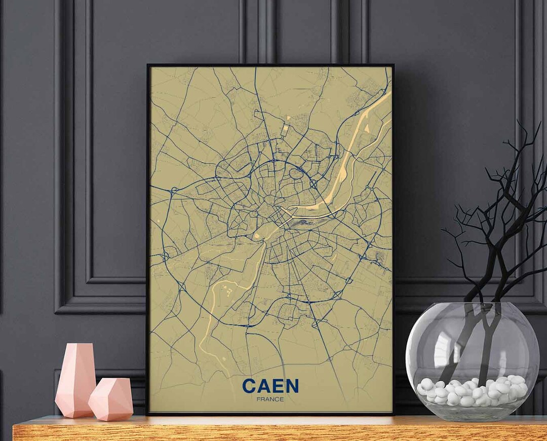 CAEN France Map Poster Colors Hometown City Print Modern Home Decor ...