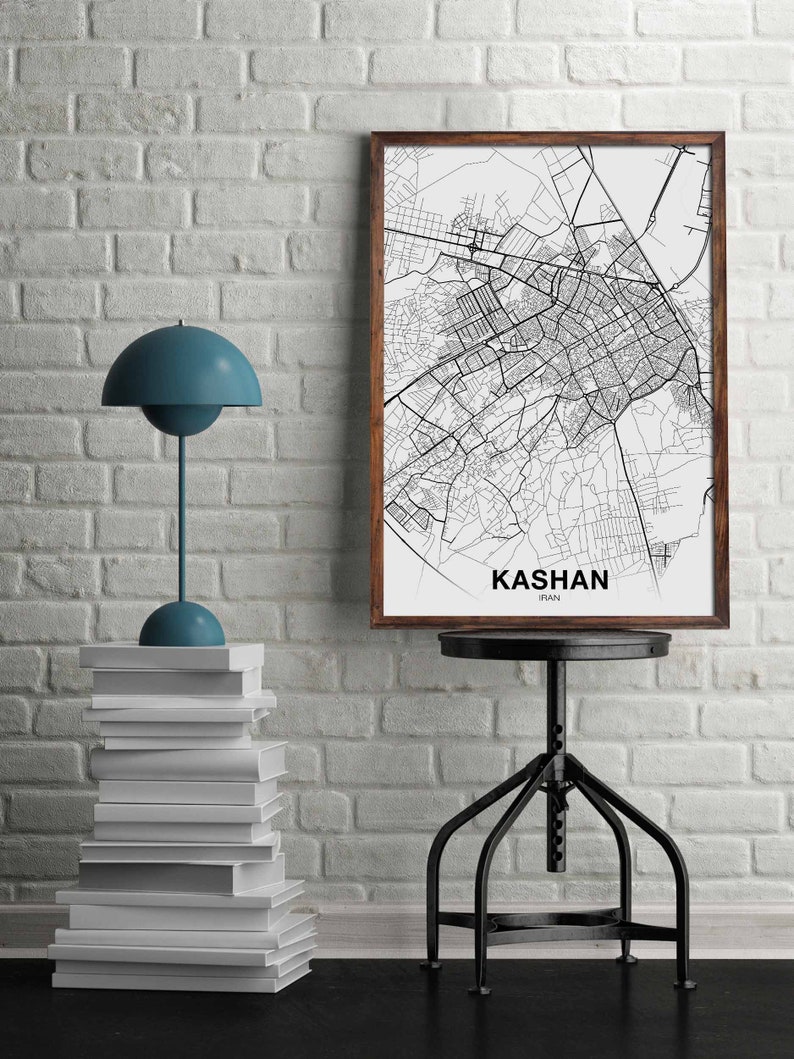 KASHAN Iran Map Poster Hometown City Print Modern Home Decor Office ...