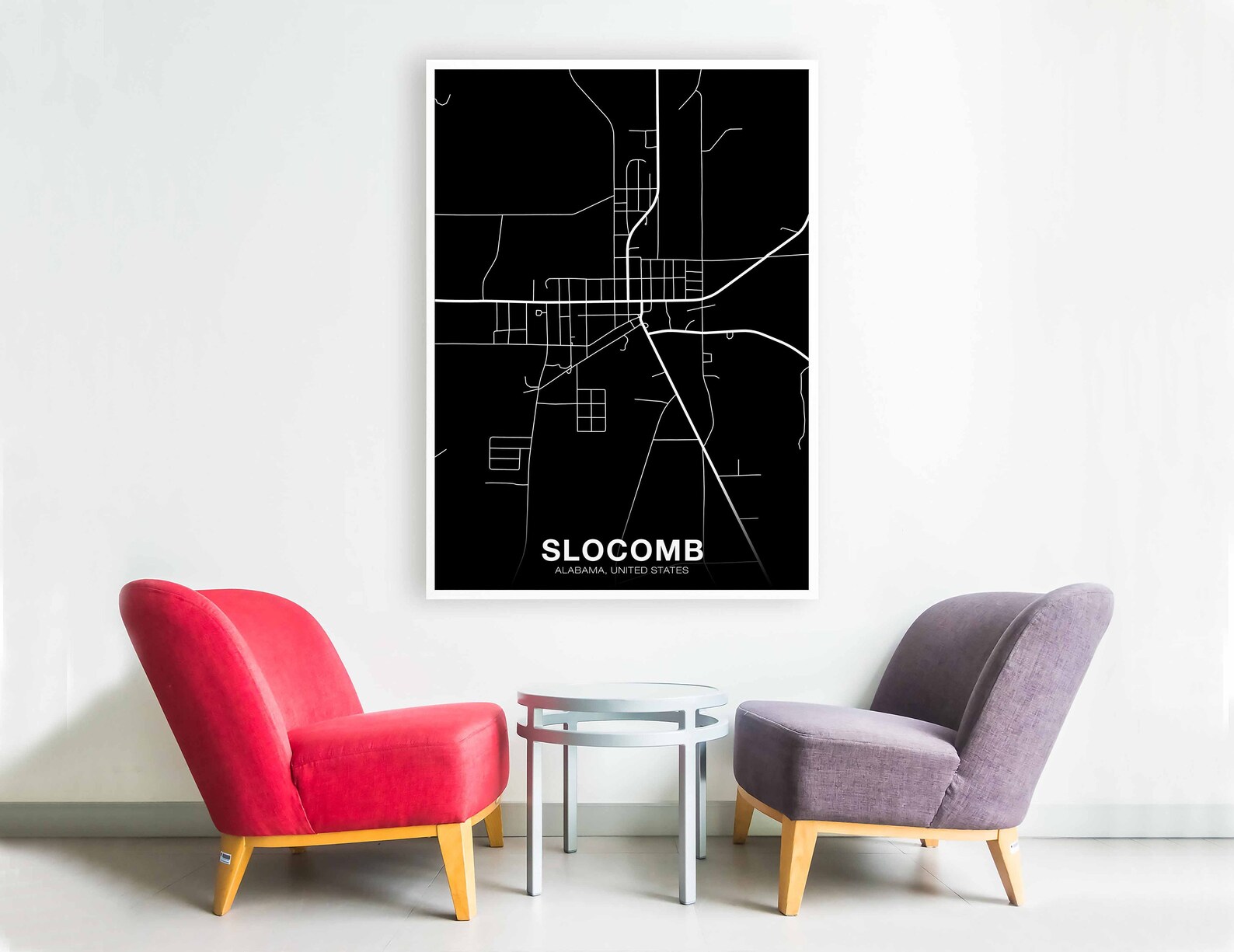 SLOCOMB Alabama AL USA Map Poster Black White Hometown City Print ...