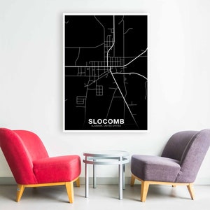 SLOCOMB Alabama AL USA Map Poster Black White Hometown City Print ...