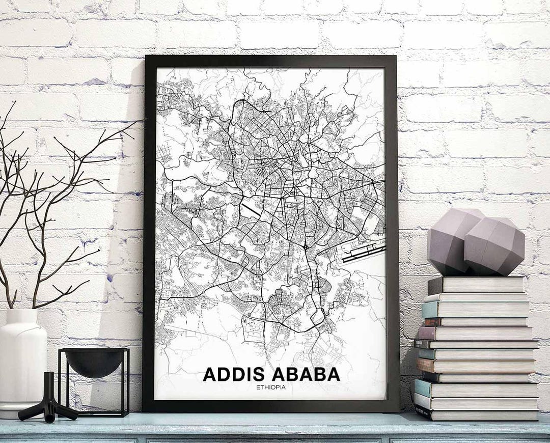 ADDIS ABABA Ethiopia Map Poster Hometown City Print Modern Home Decor ...