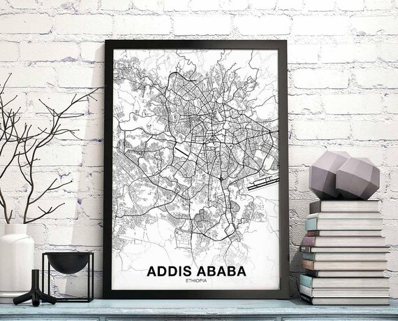 ADDIS ABABA Ethiopia Map Poster Hometown City Print Modern - Etsy