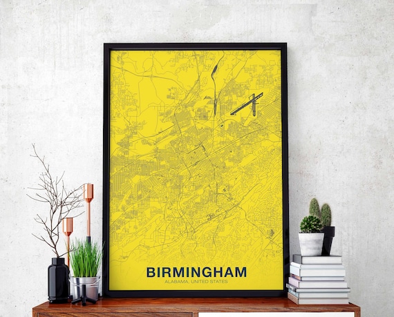 BIRMINGHAM Alabama AL US Map Poster Color Hometown City Print | Etsy