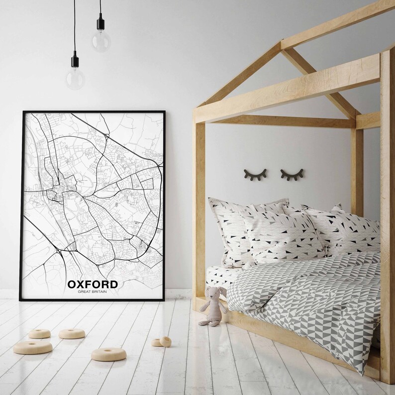 OXFORD Great Britain UK Map Poster Hometown City Print Modern - Etsy