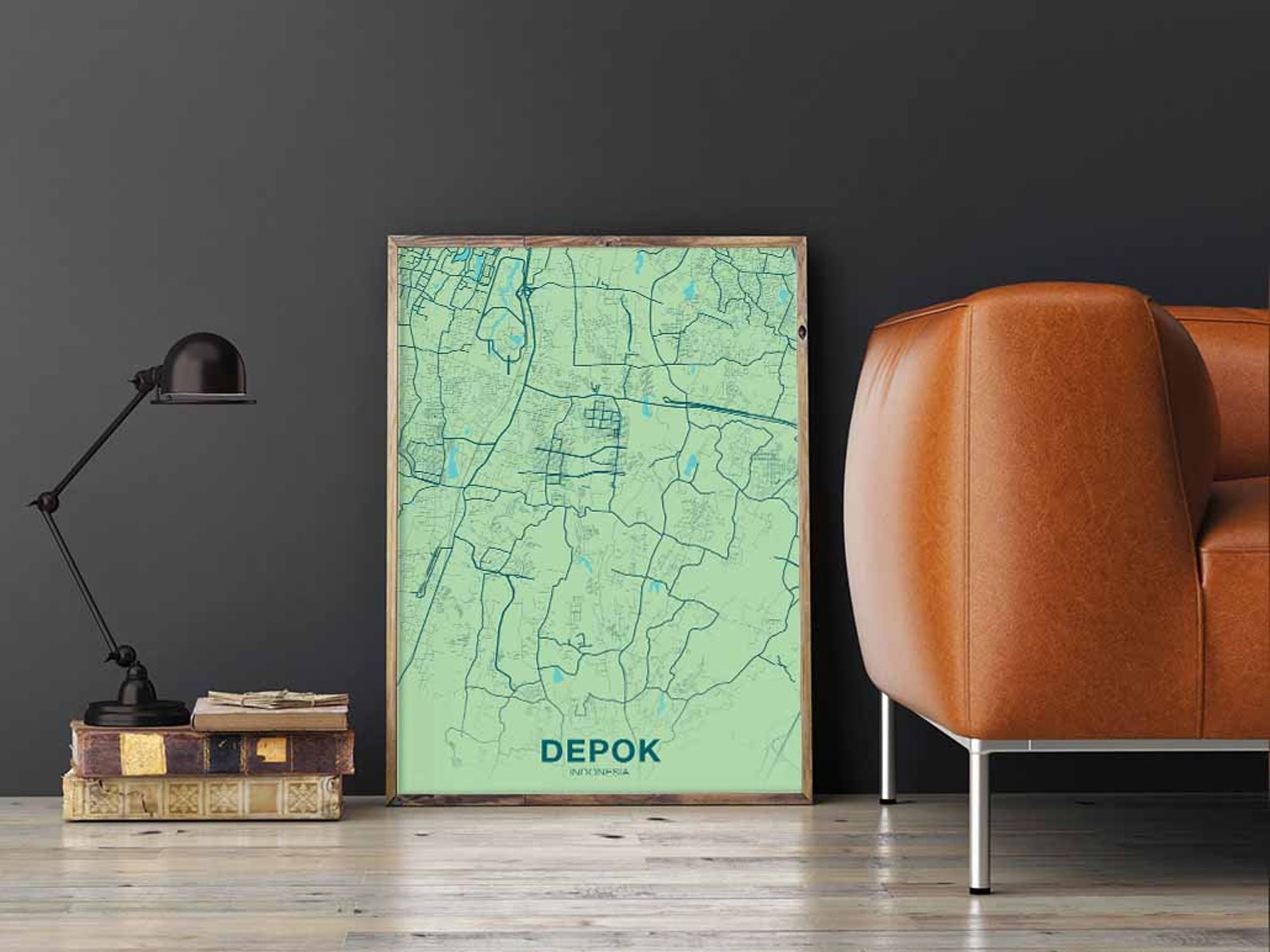 DEPOK Indonesia Map Poster Color Hometown City Print Modern | Etsy