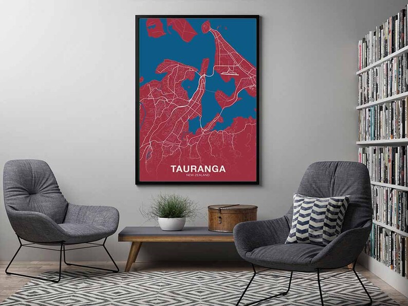TAURANGA New Zealand Map Poster Color Hometown City Print | Etsy