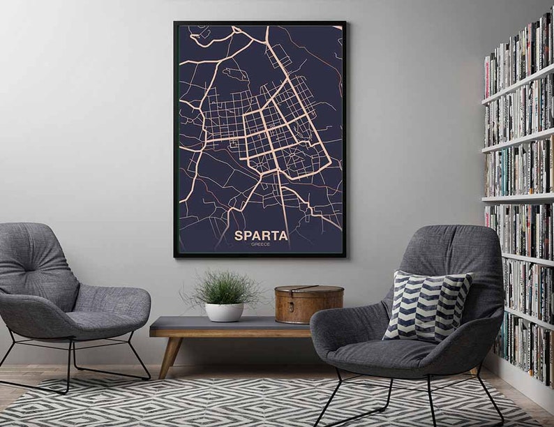 SPARTA Greece Poster Color Hometown City Print Modern Home | Etsy