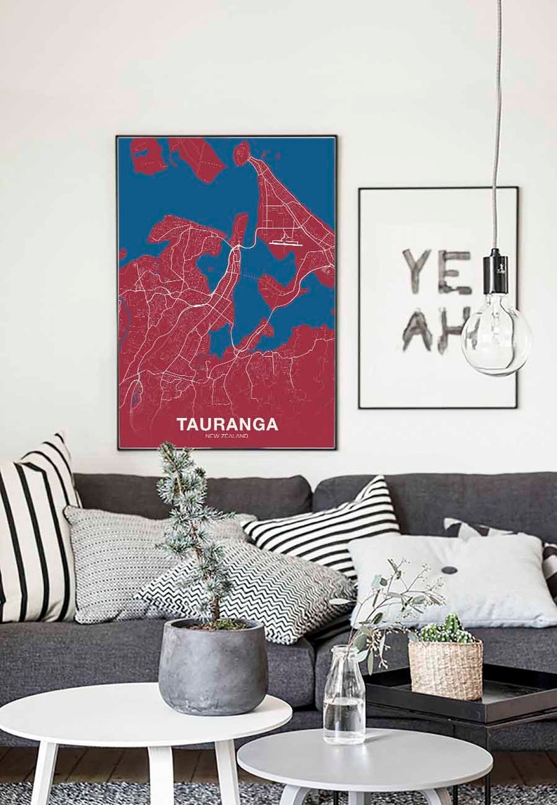 TAURANGA New Zealand Map Poster Color Hometown City Print | Etsy