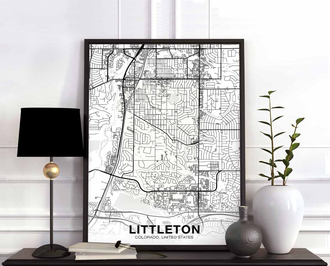 LITTLETON Colorado CO USA Map Poster Black White Hometown City Print ...