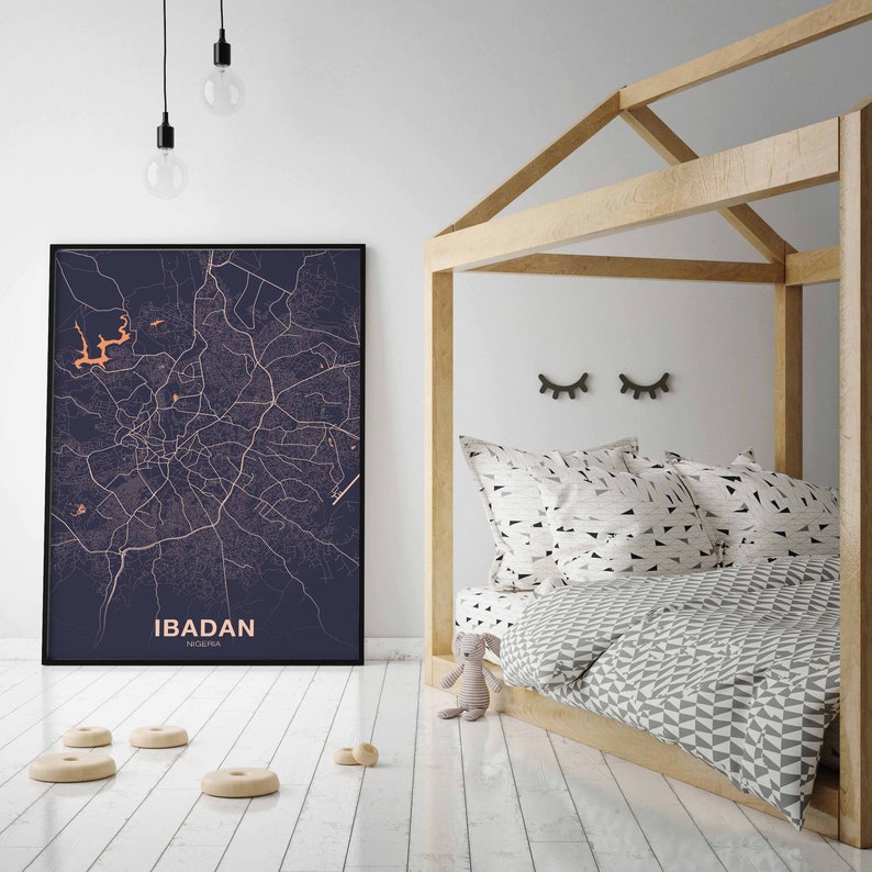 IBADAN Nigeria Poster Color Hometown City Print Modern Home Decor ...