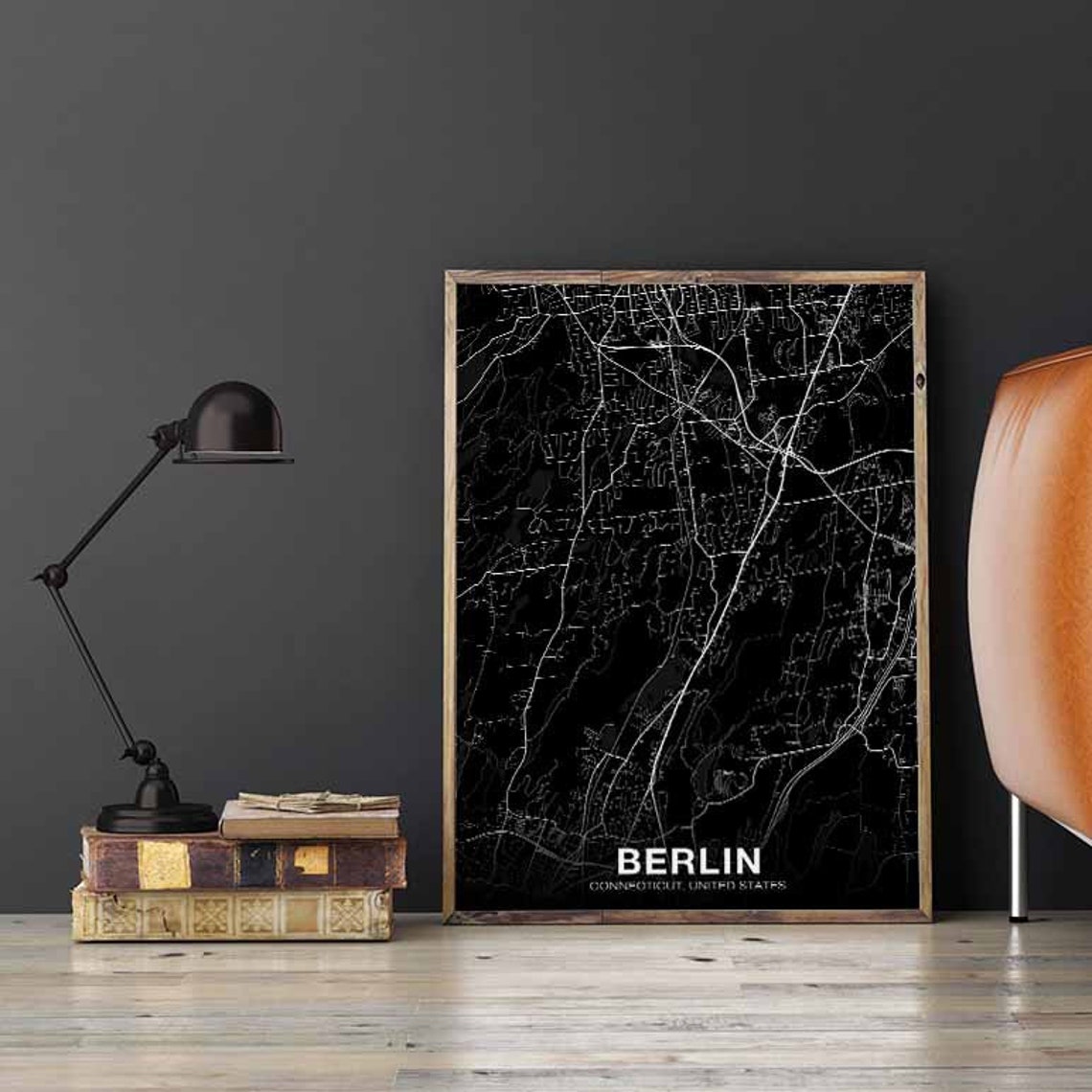 BERLIN Connecticut CT Usa Map Poster Black White Hometown City Print ...