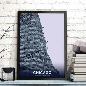 CHICAGO Illinois IL USA Poster Color Hometown City Print Modern Home ...