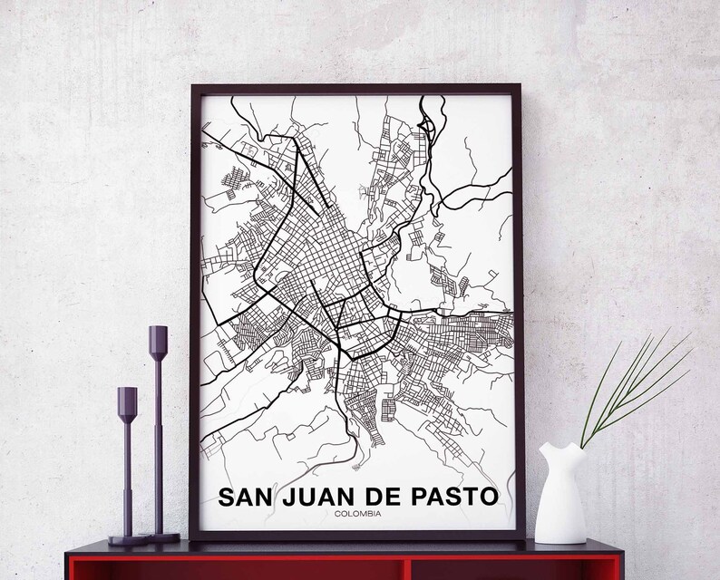 SAN JUAN de PASTO Colombia mapa póster negro blanco Ciudad - Etsy México