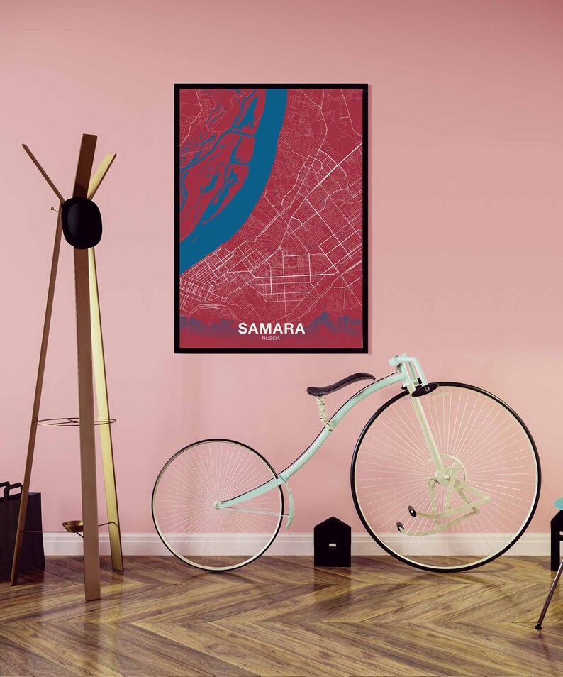 SAMARA Russia Map Poster Color Hometown City Print Modern Home - Etsy