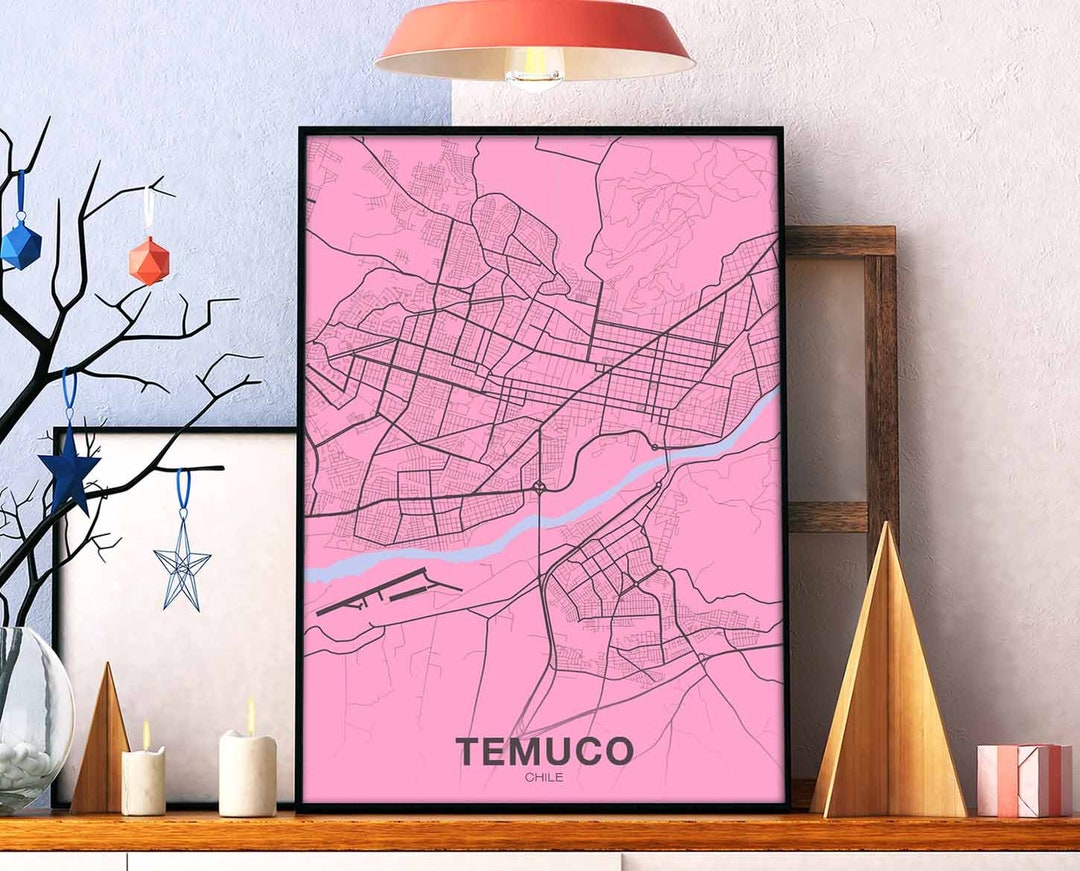 TEMUCO Chile Map Poster Color Hometown City Print Modern Home Decor ...