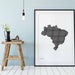 BRAZIL Minimal Dots Retro Map Poster Black White Wall Decor Design ...