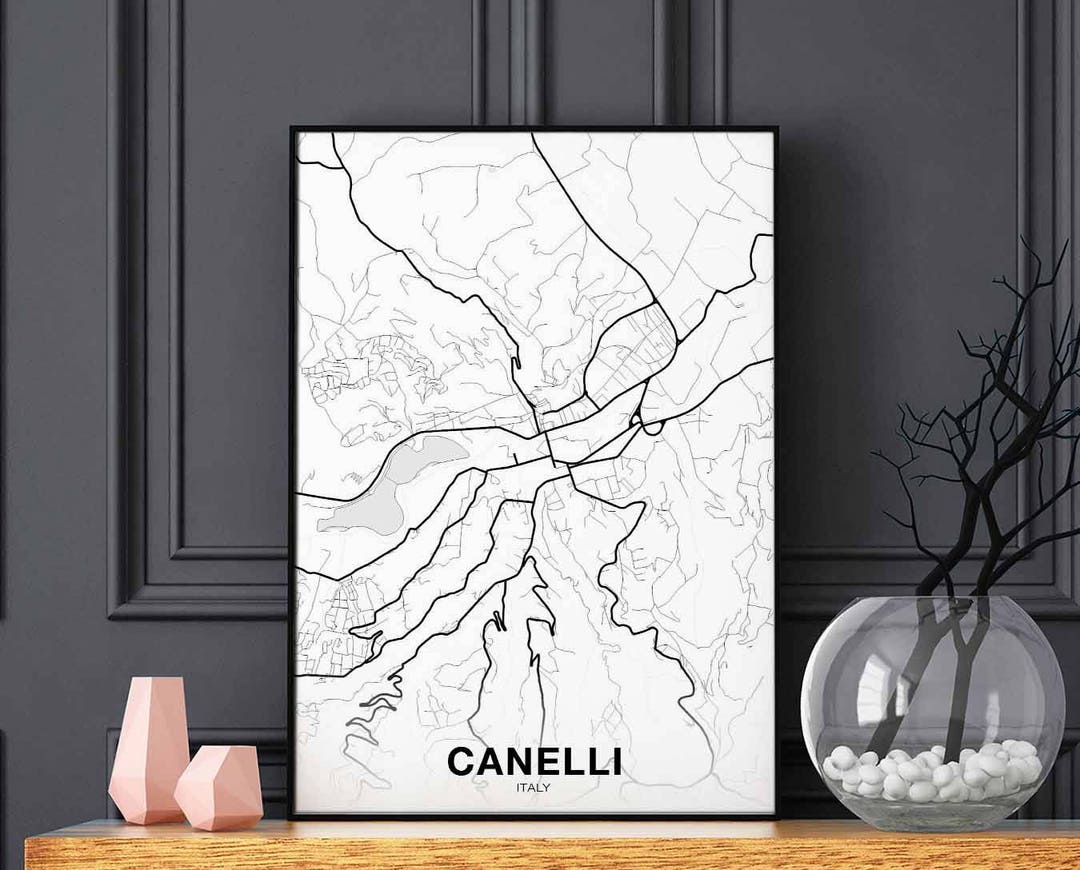 CANELLI Italy Map Poster Hometown City Print Modern Home Decor Office ...