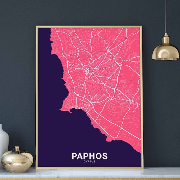 Paphos Map Wall Art - Etsy