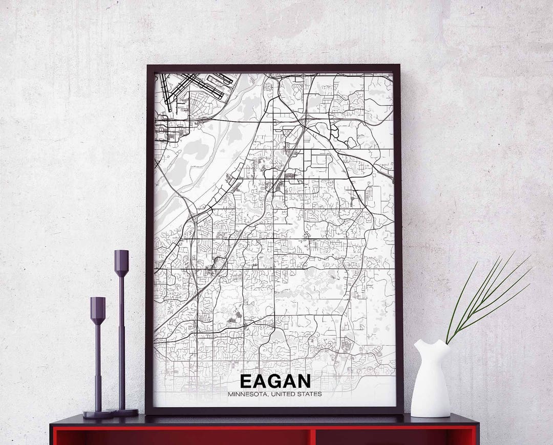 EAGAN Minnesota MN USA Map Poster Black White Hometown City - Etsy
