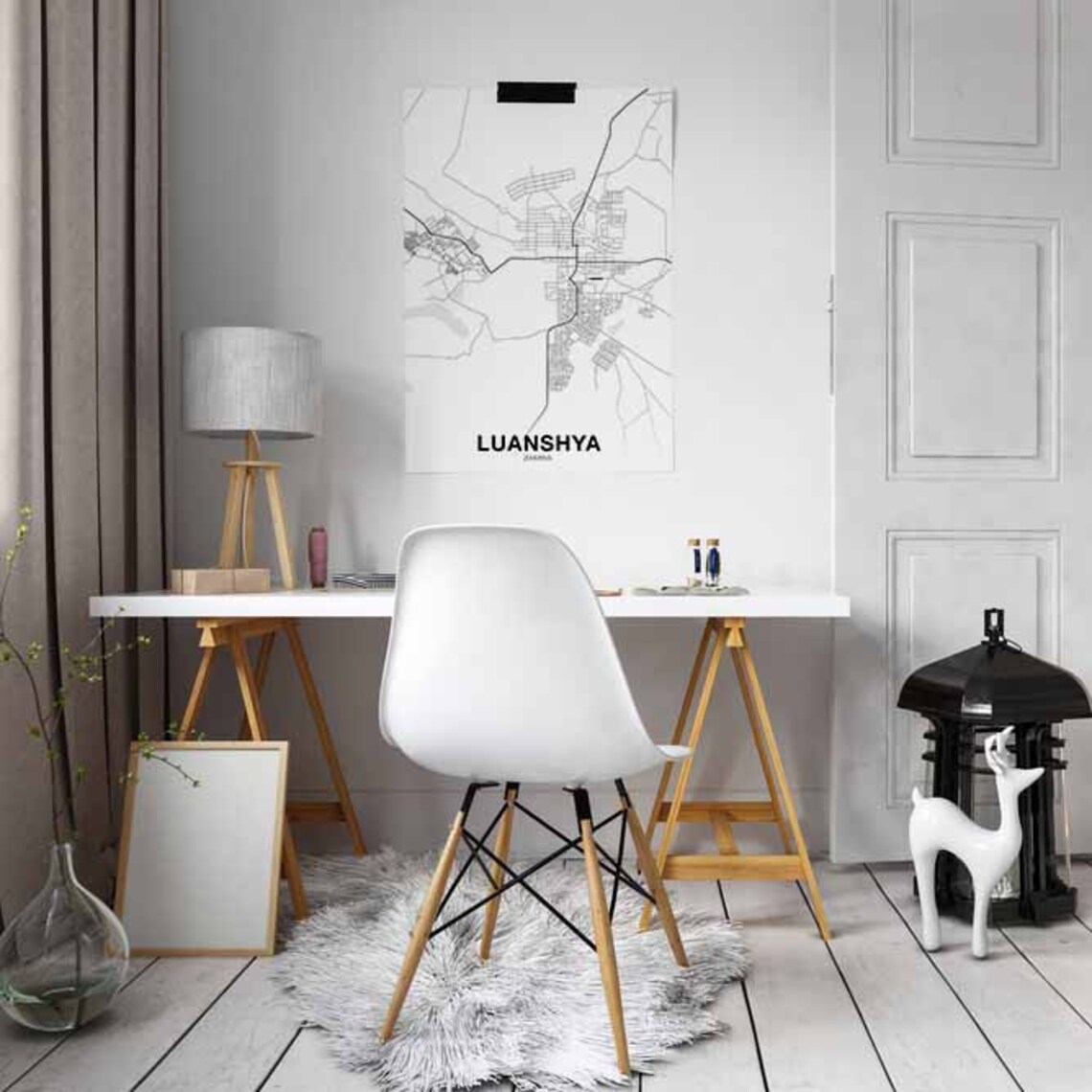 LUANSHYA Zambia Map Poster Black White Hometown City Print | Etsy