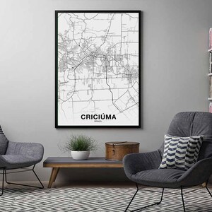 CRICIUMA Brazil Map Poster Hometown City Print Modern Home | Etsy