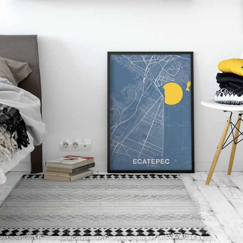ECATEPEC Mexico Map Poster Color Hometown City Print Modern - Etsy