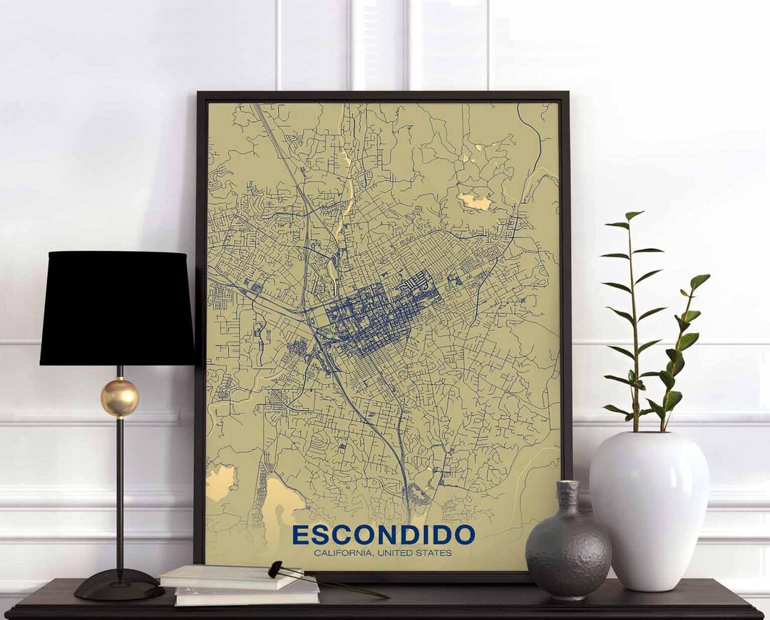 ESCONDIDO California CA US Map Poster Color Hometown City Print Modern ...