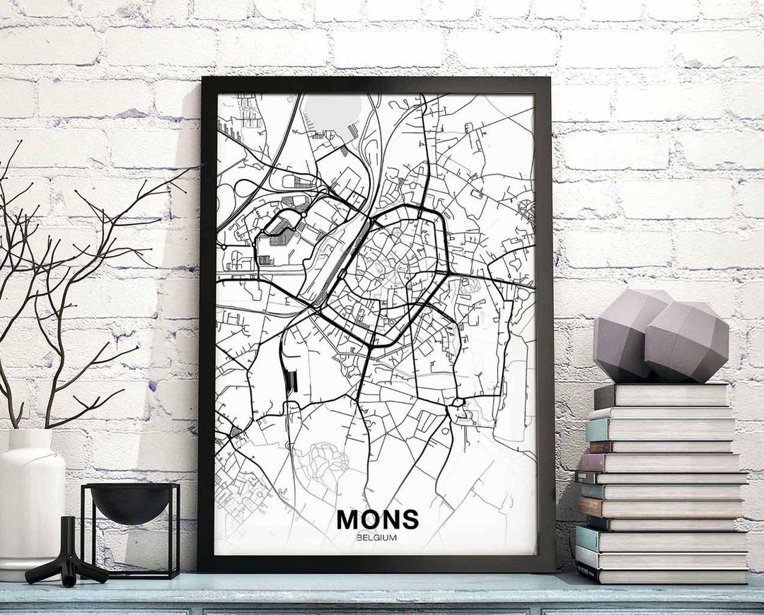 MONS Belgium Map Poster Hometown City Print Modern Home Decor Office ...