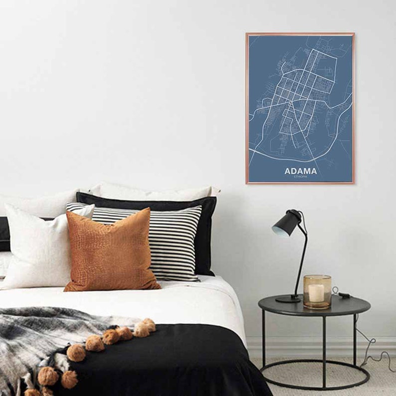ADAMA Ethiopia Map Poster Color Hometown City Print Modern Home Decor ...