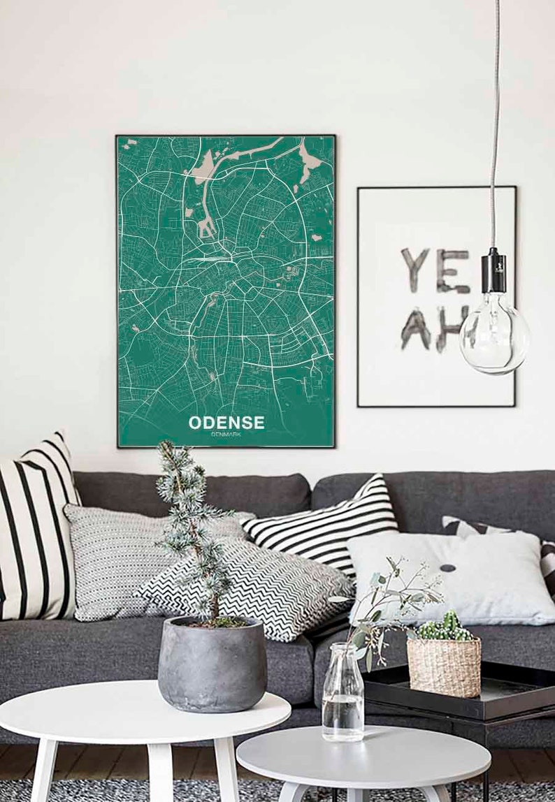 ODENSE Denmark Map Poster Color Hometown City Print Modern Home Decor ...
