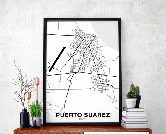 PUERTO SUAREZ Bolivia Map Poster Hometown City Print Modern | Etsy