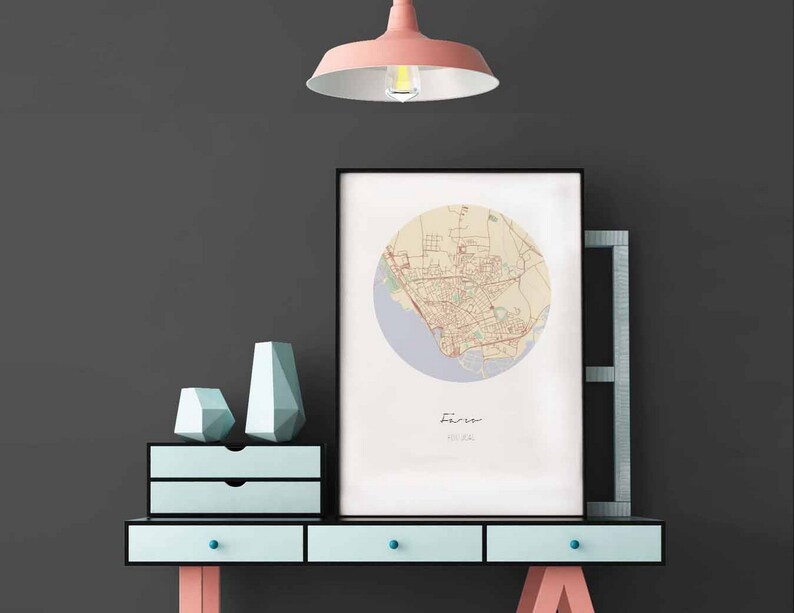 FARO Portugal Map Poster Wall Decor Design Modern Minimal Nordic Travel ...