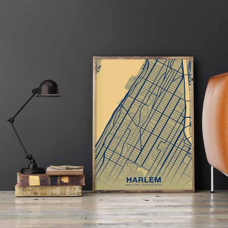 HARLEM New York NYC Usa Borough Map Poster Color Hometown City - Etsy