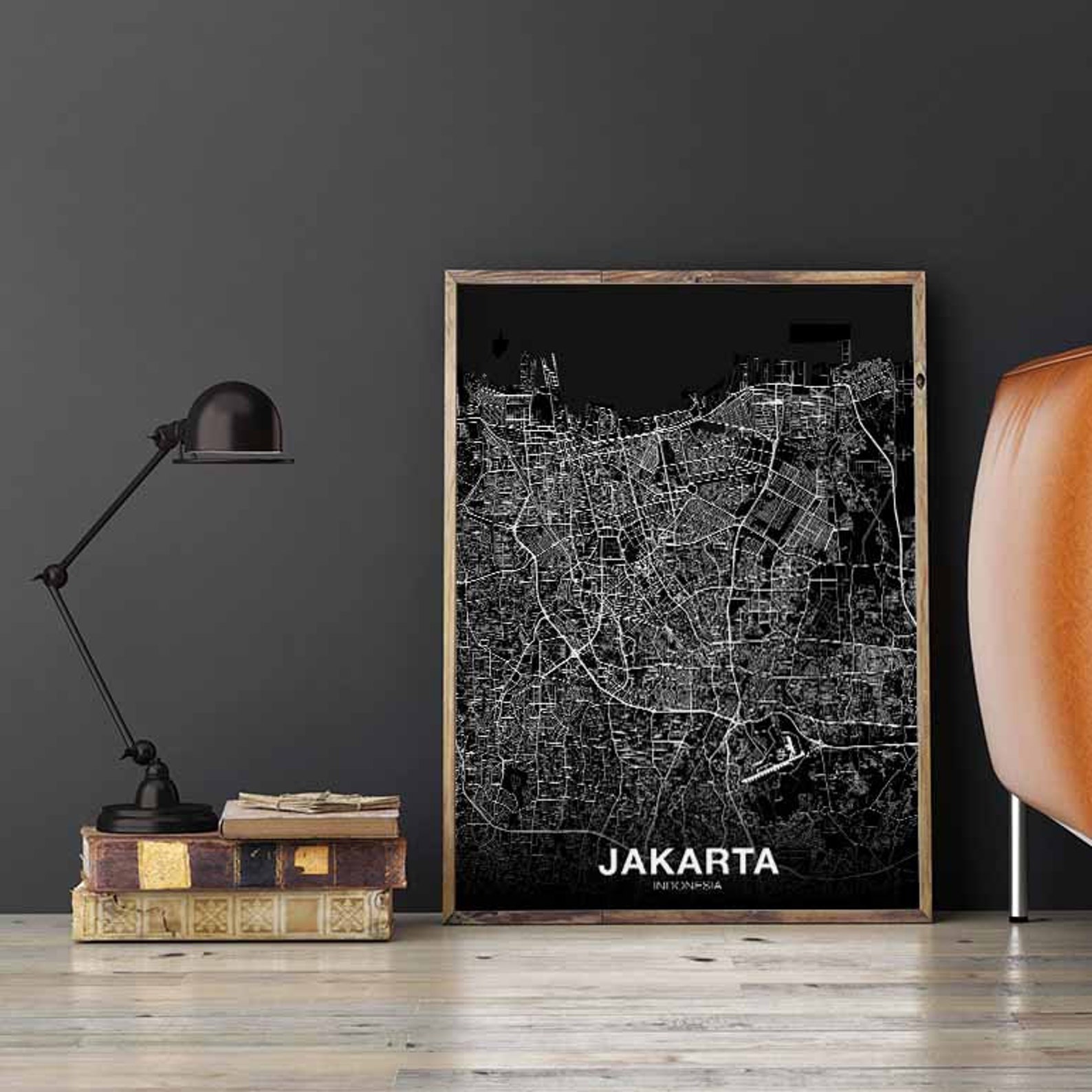 JAKARTA Indonesia map poster Hometown City Print Modern Home | Etsy