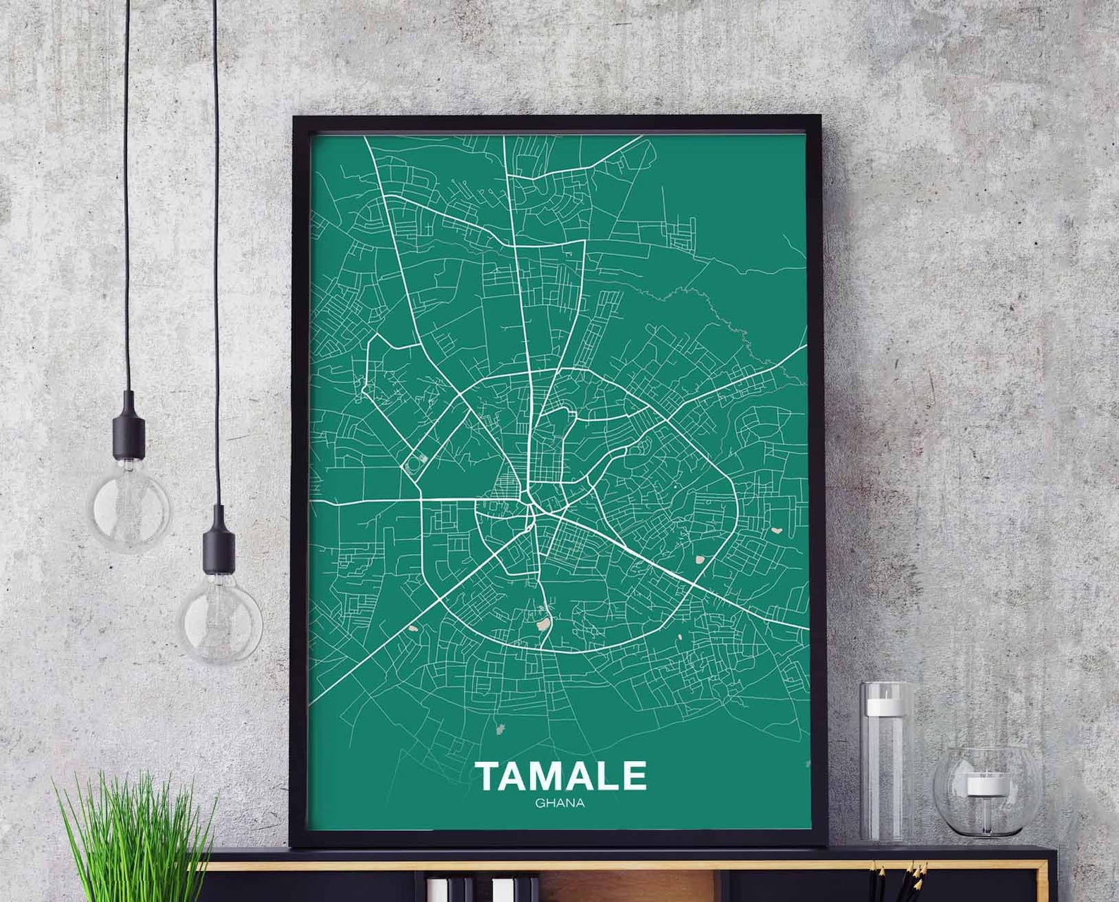TAMALE Ghana Map Poster Color Hometown City Print Modern Home Decor ...