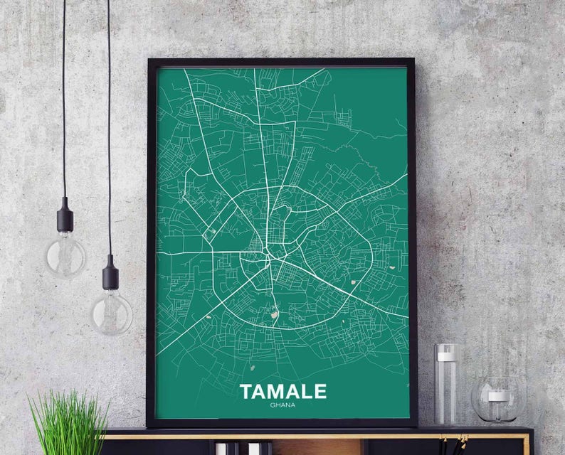 TAMALE Ghana Map Poster Color Hometown City Print Modern Home Decor ...