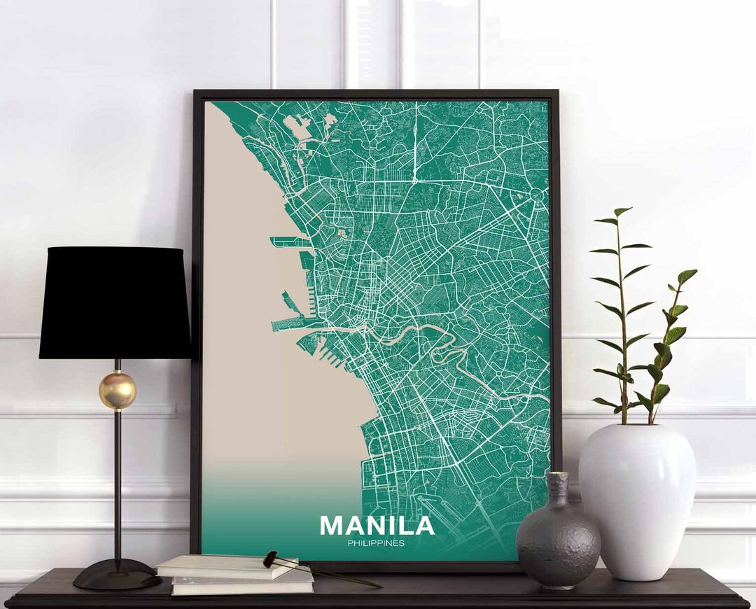 MANILA Philippines Map Poster Color Hometown City Print Modern Home ...
