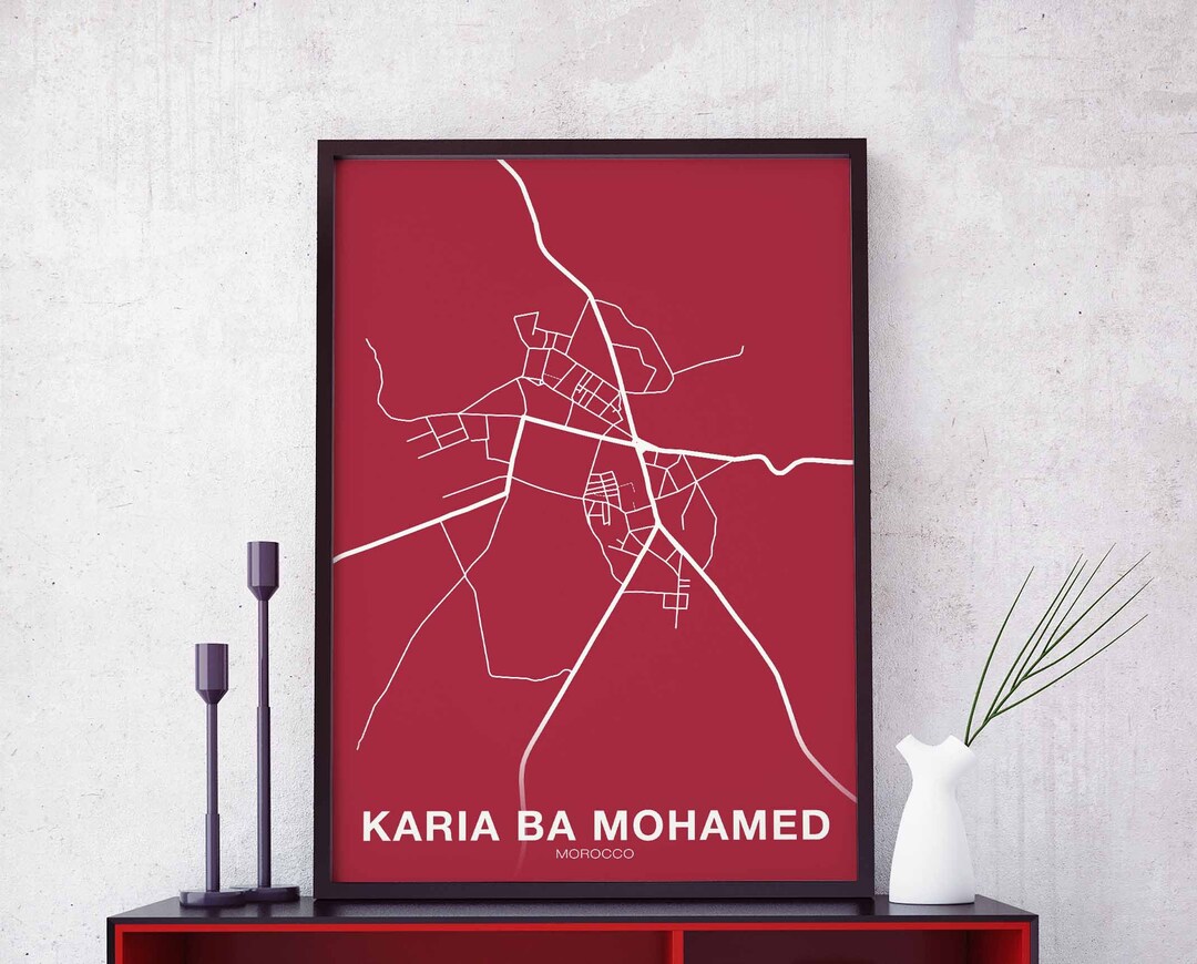 KARIA BA MOHAMED Morocco Map Poster Color Hometown City Print Modern ...