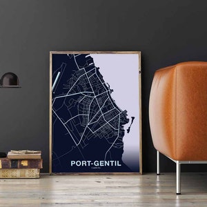 PORT-GENTIL Gabon Map Poster Color Hometown City Print Modern Home ...